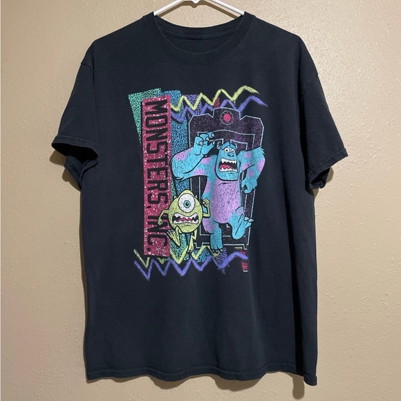 Disney | Shirts | Disney Monsters Inc Mike Wazowski Sulley Neon Graphic ...